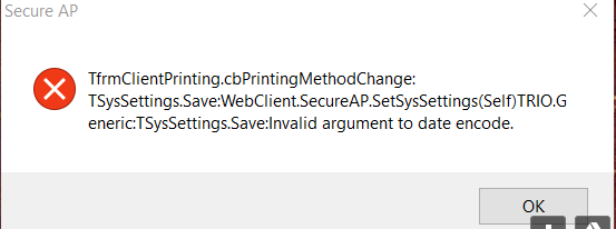 Invalid Argument To Date Encode Workaround Ap Technology Support